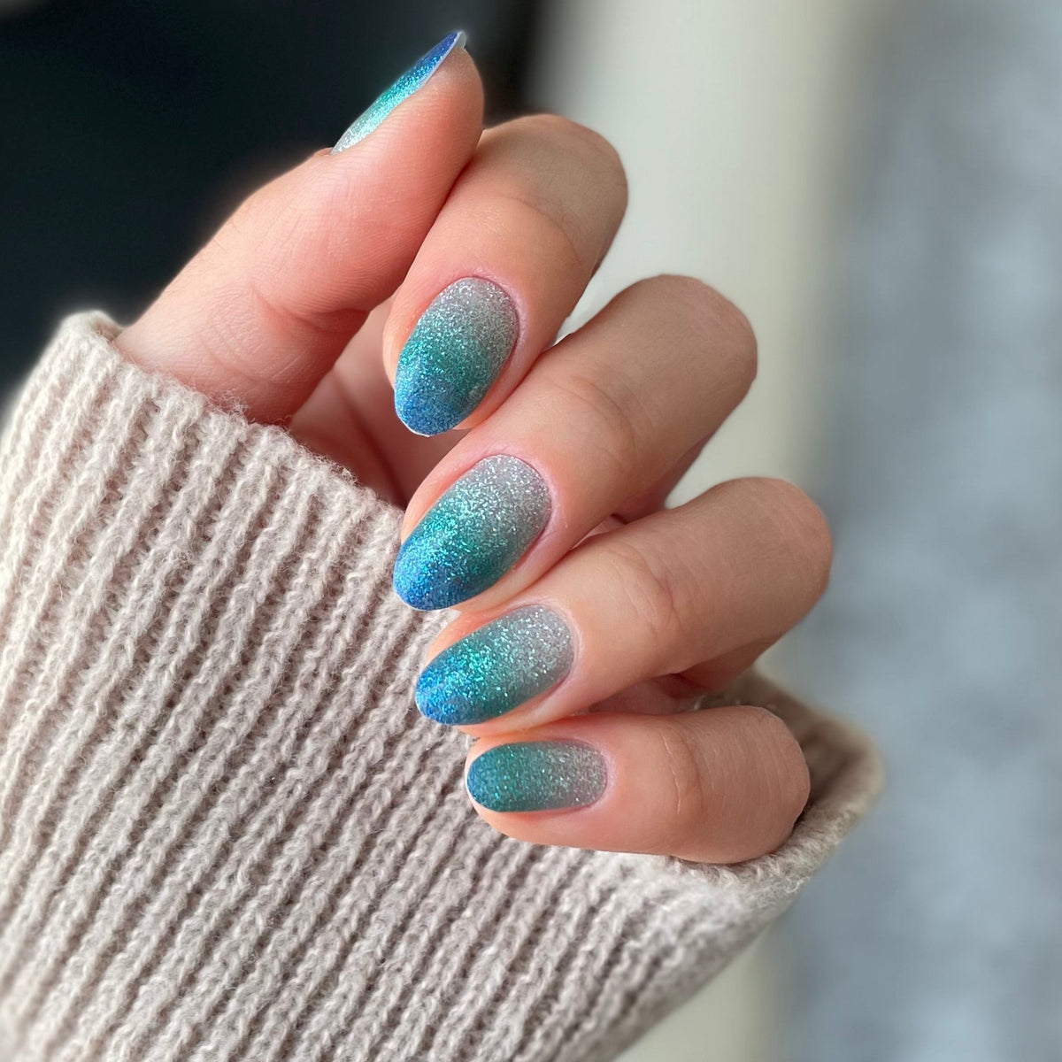 Sandy Blue Ombre Glitter Nail Polish Wraps - No drying time, no mess ...